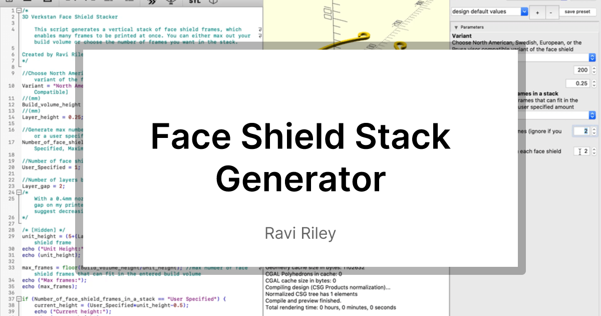 Face Shield Stack Generator
